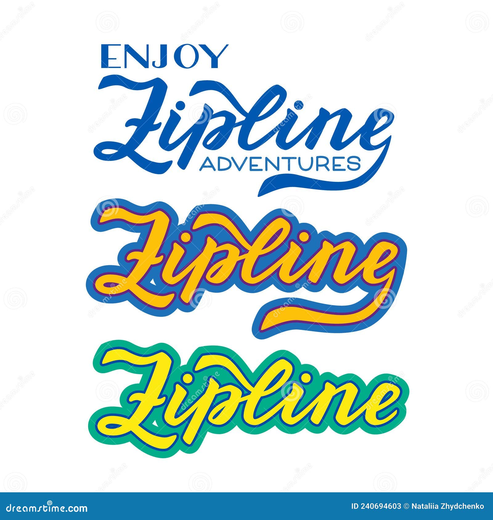 Set of Three Options for Zipline Logo in Script Style Stock Vector ...