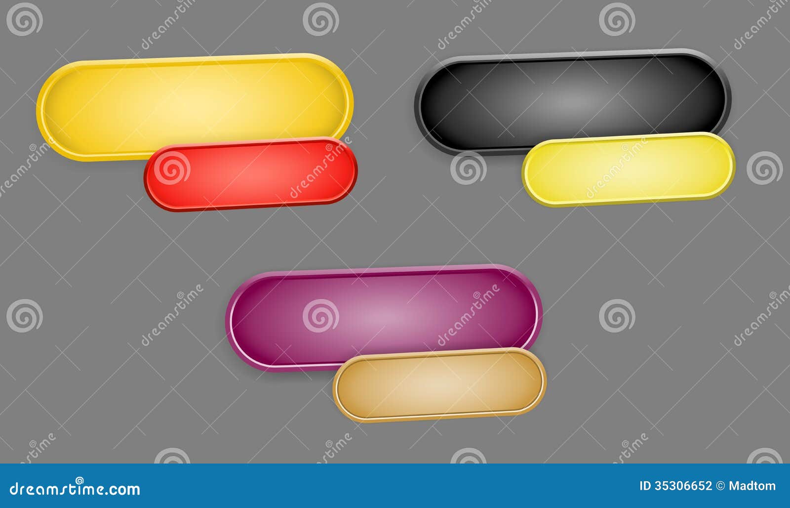 The Set of Three Oval Buttons Pairs Stock Vector - Illustration of ...