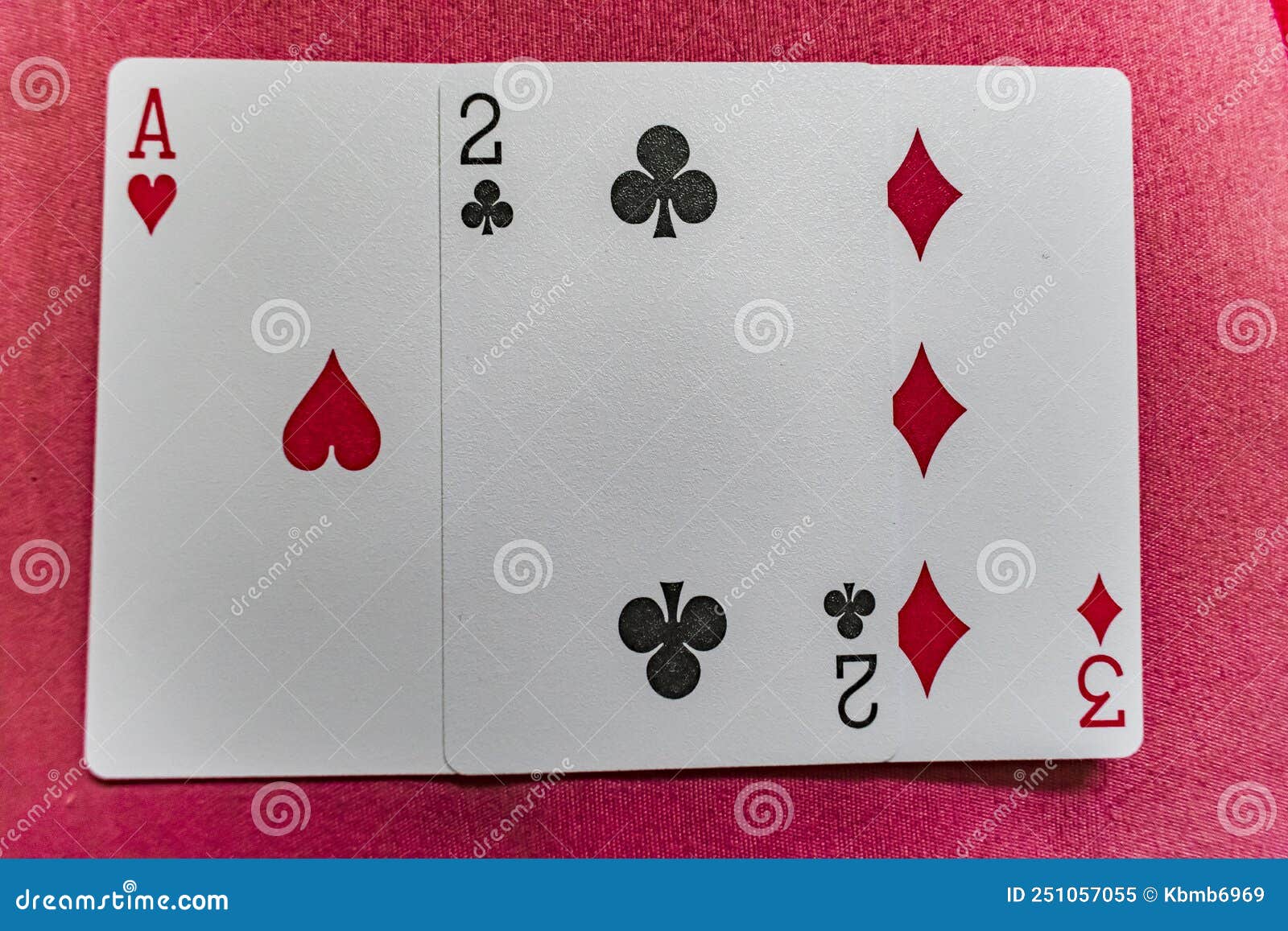 A Set of Three Playing Card in Laying on the Table with Sequence Ace ...