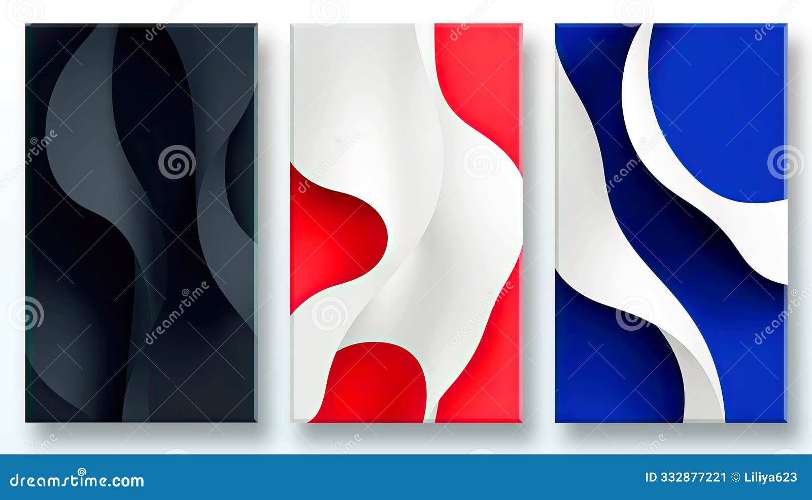 Set of Three Posters for Cover Design with Abstract Flowing Wave ...