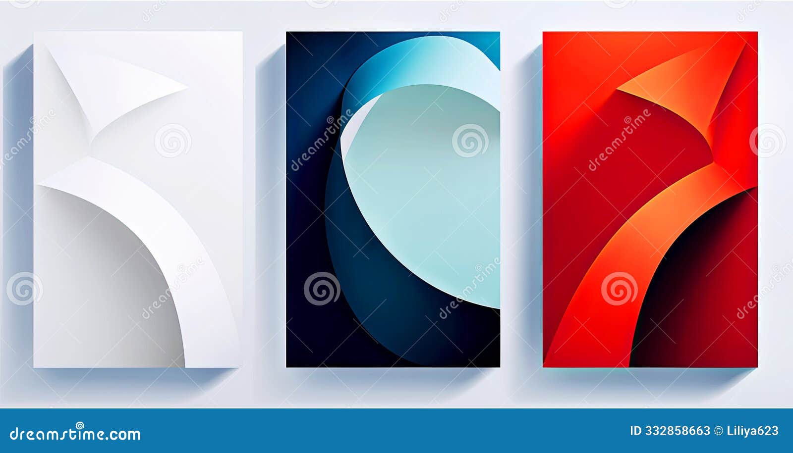 Set of Three Posters for Cover Design with Bold Abstract Wave Patterns ...