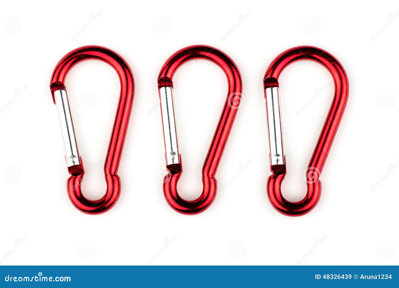 Set of Three Red Hooks with Spring Loaded Clasp Isolated Stock Image ...