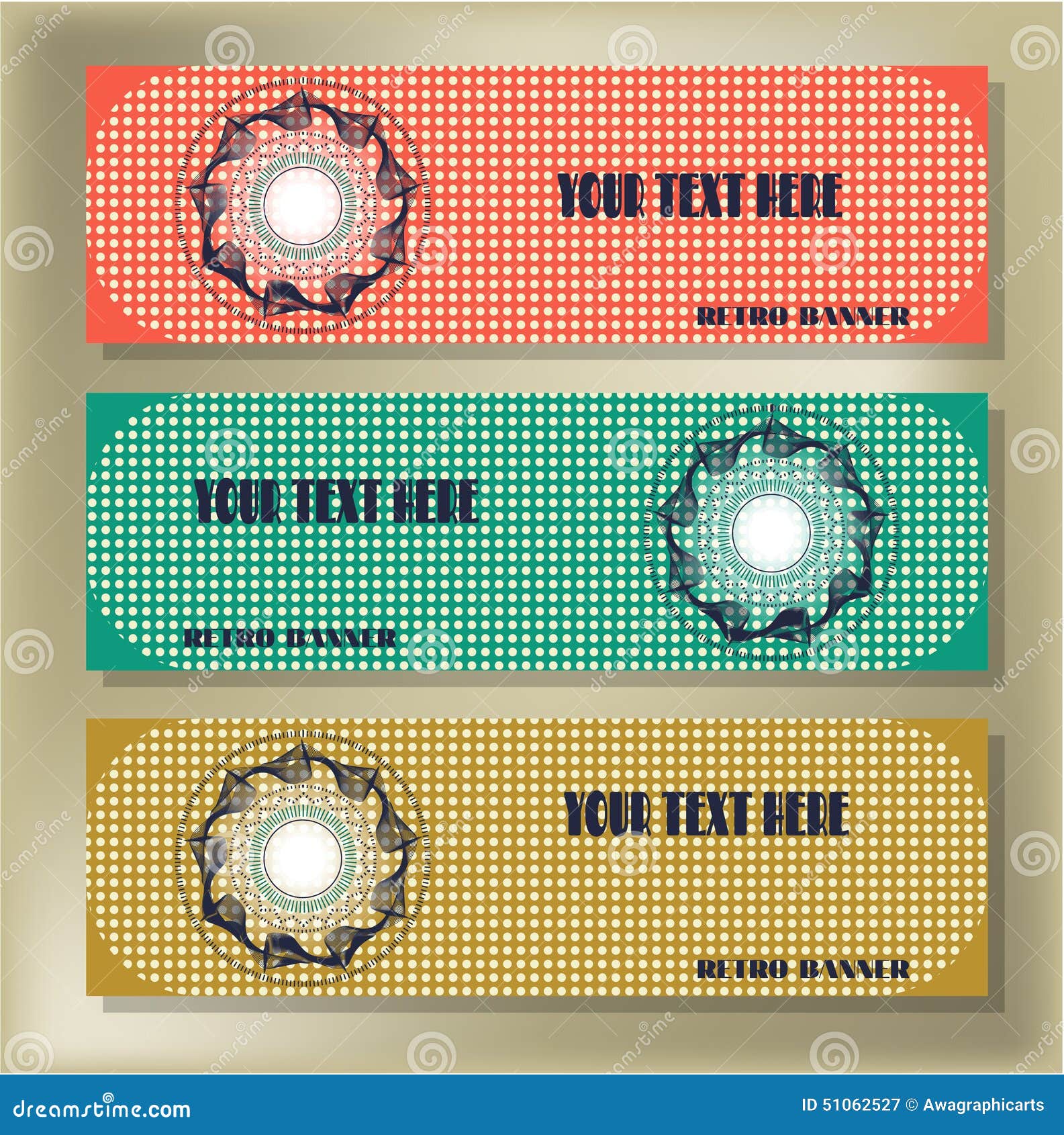 Set of Three Retro, Dotted Banners Stock Vector - Illustration of ...