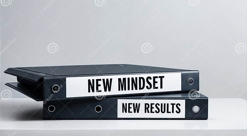 3 Ring Binders with the Text Word "New Mindset" on the Side Stock ...