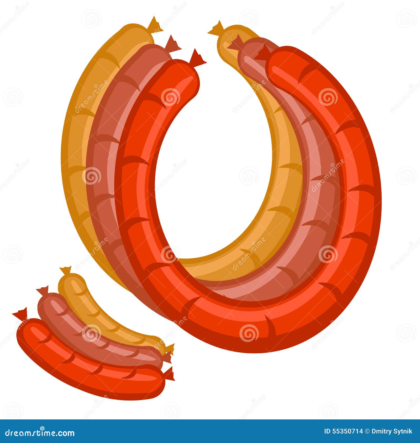 Set Three Sausages in Colors Stock Illustration - Illustration of ...