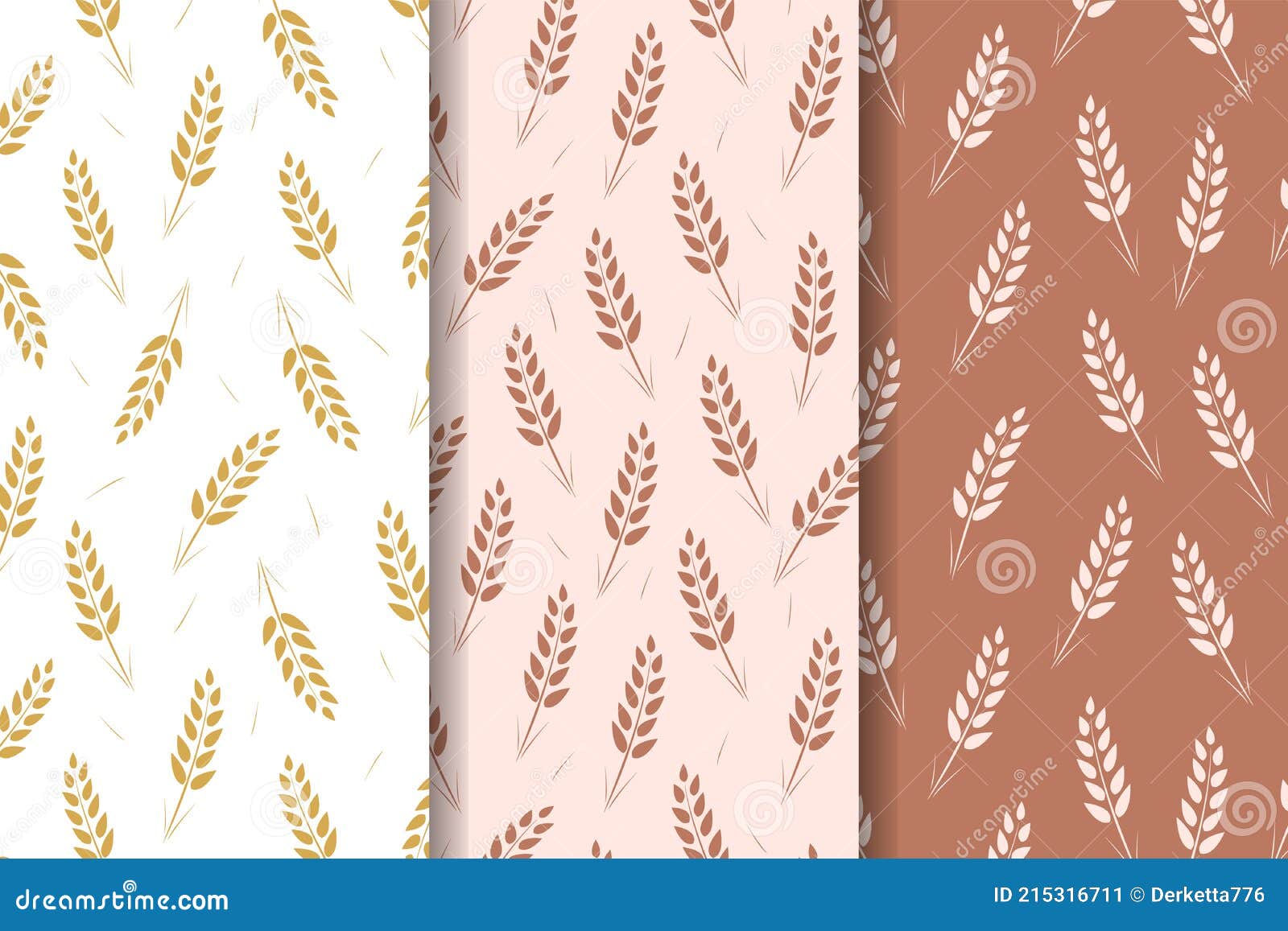 Set Of Three Seamless Pattern Of Wheat Ears. Vector Wallpaper ...