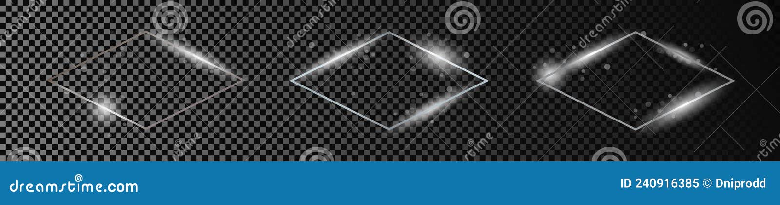 Silver Glowing Rhombus Shape Frame Stock Vector - Illustration of curve ...