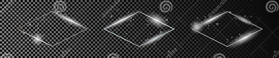 Silver Glowing Rhombus Shape Frame Stock Vector - Illustration of curve ...