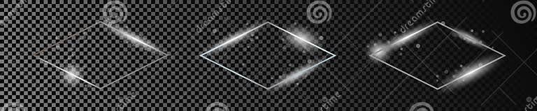 Silver Glowing Rhombus Shape Frame Stock Vector - Illustration of curve ...