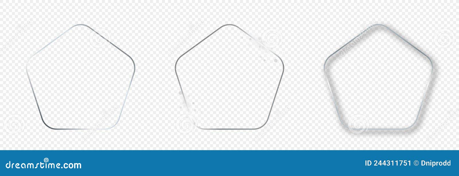 Silver Glowing Rounded Pentagon Shape Frame Stock Vector - Illustration ...