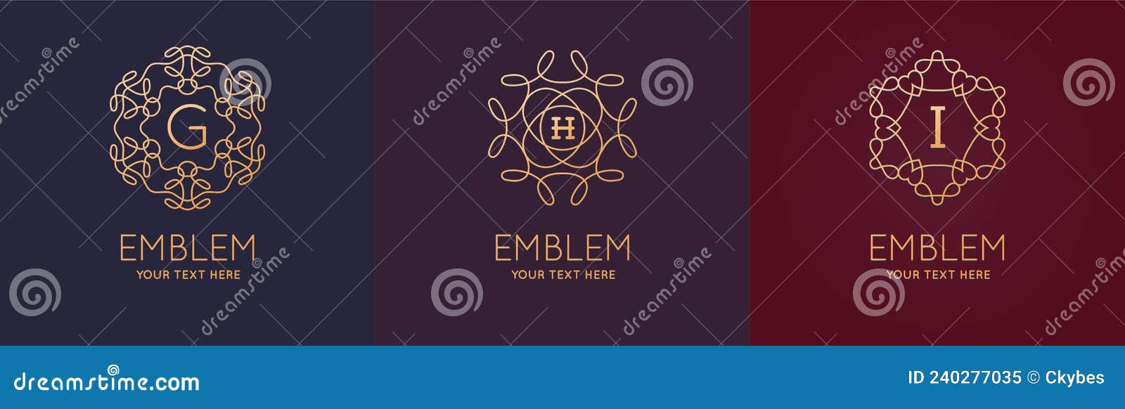 Set of Three Simple and Elegant Monogram Design Template with Letters ...
