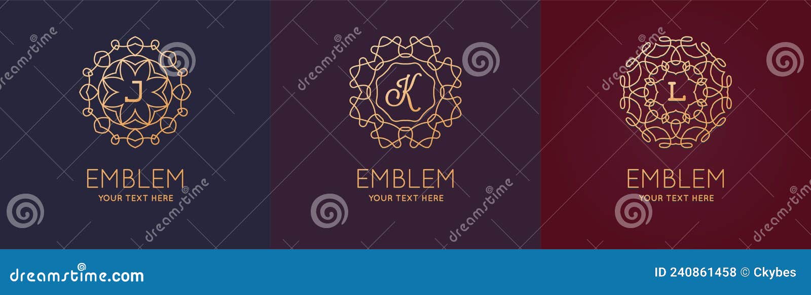 Set of Three Simple and Elegant Monogram Design Template with Letters ...