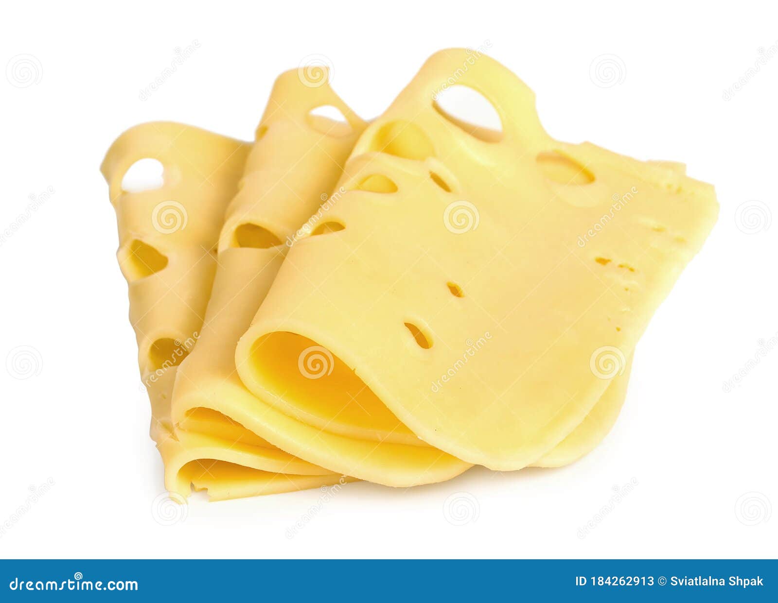 Set of Three Slices of Cheese Isolated on White Background Stock Image ...