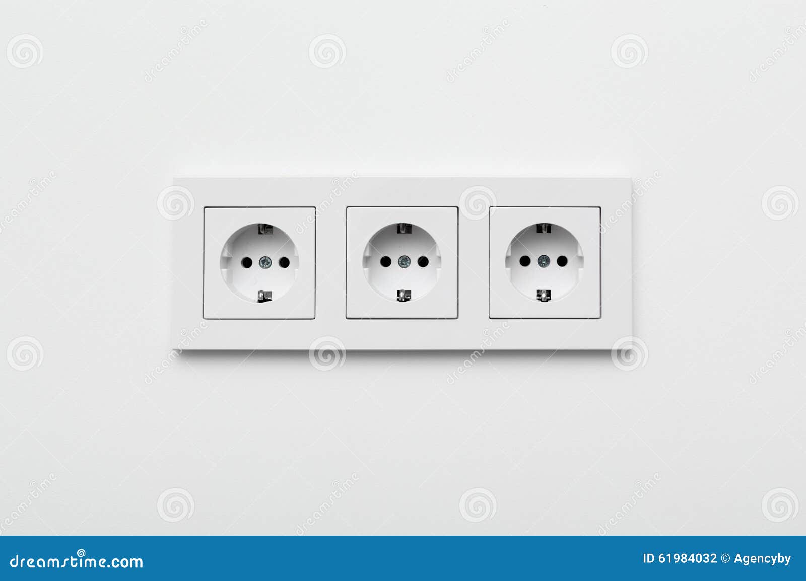 Set of Three Sockets on the Wall Stock Photo - Image of triple, room ...