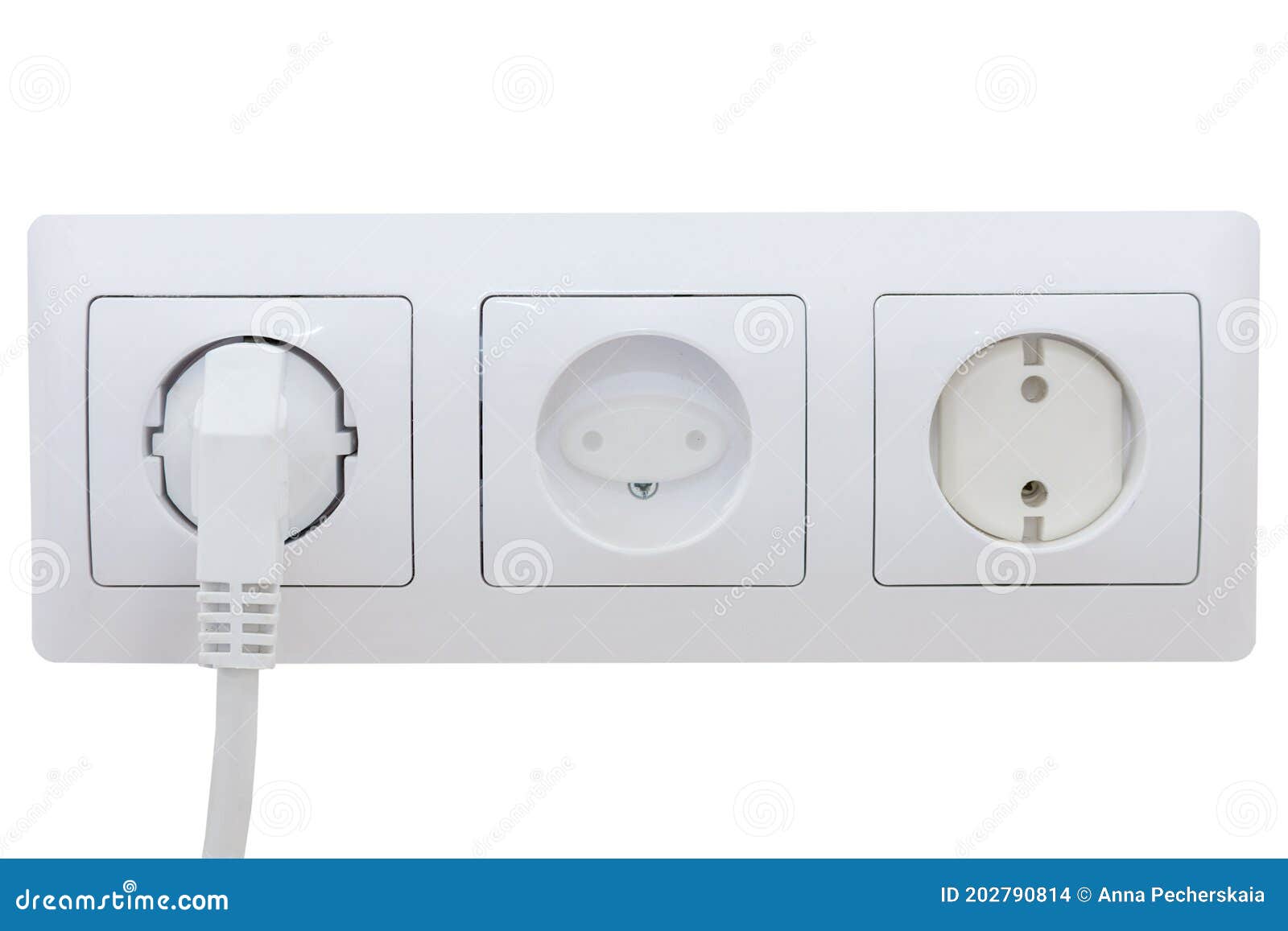 Set of Three Sockets on White Isolated Background. Childproof, Safety ...