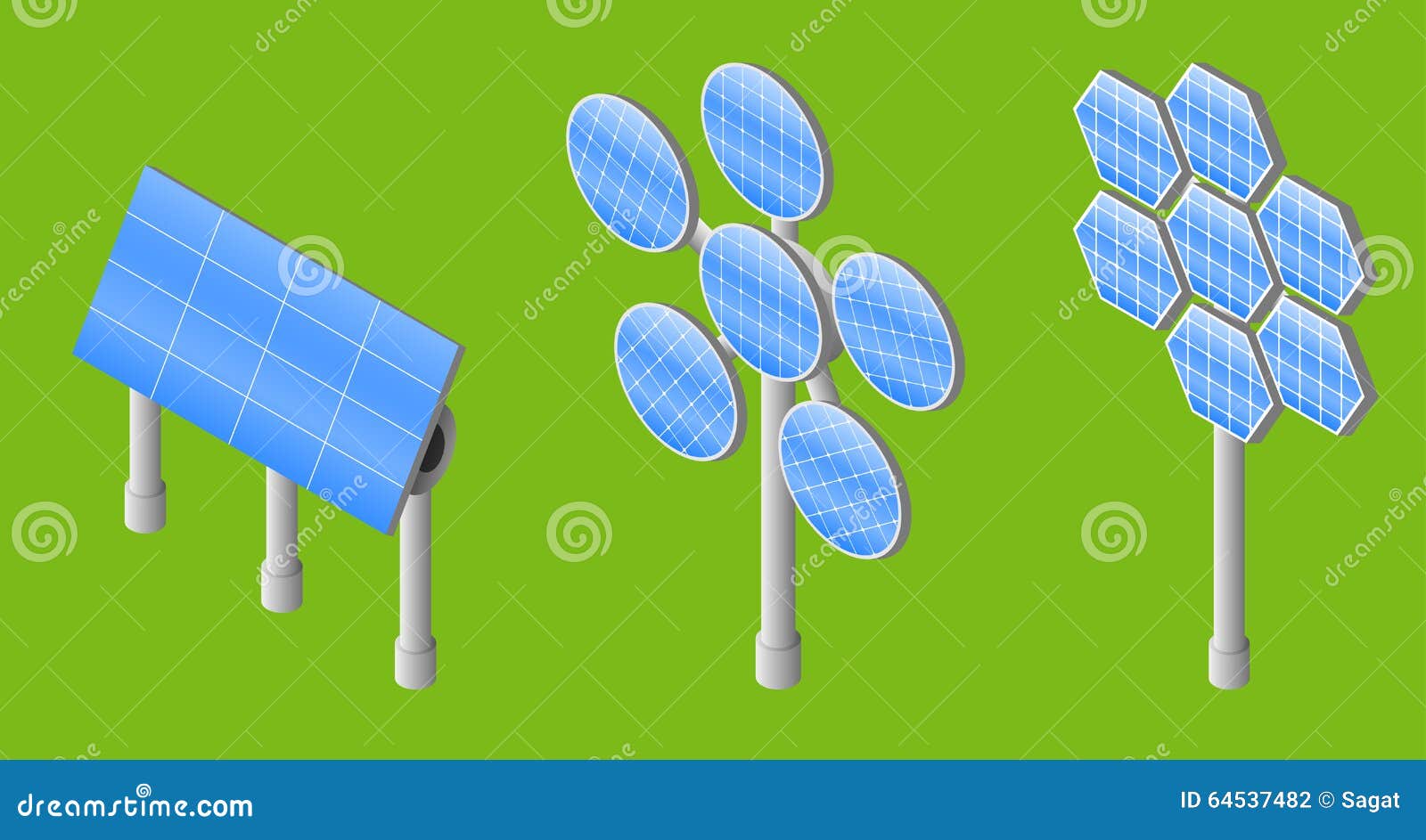 Set of three solar panel. stock vector. Illustration of environmental ...