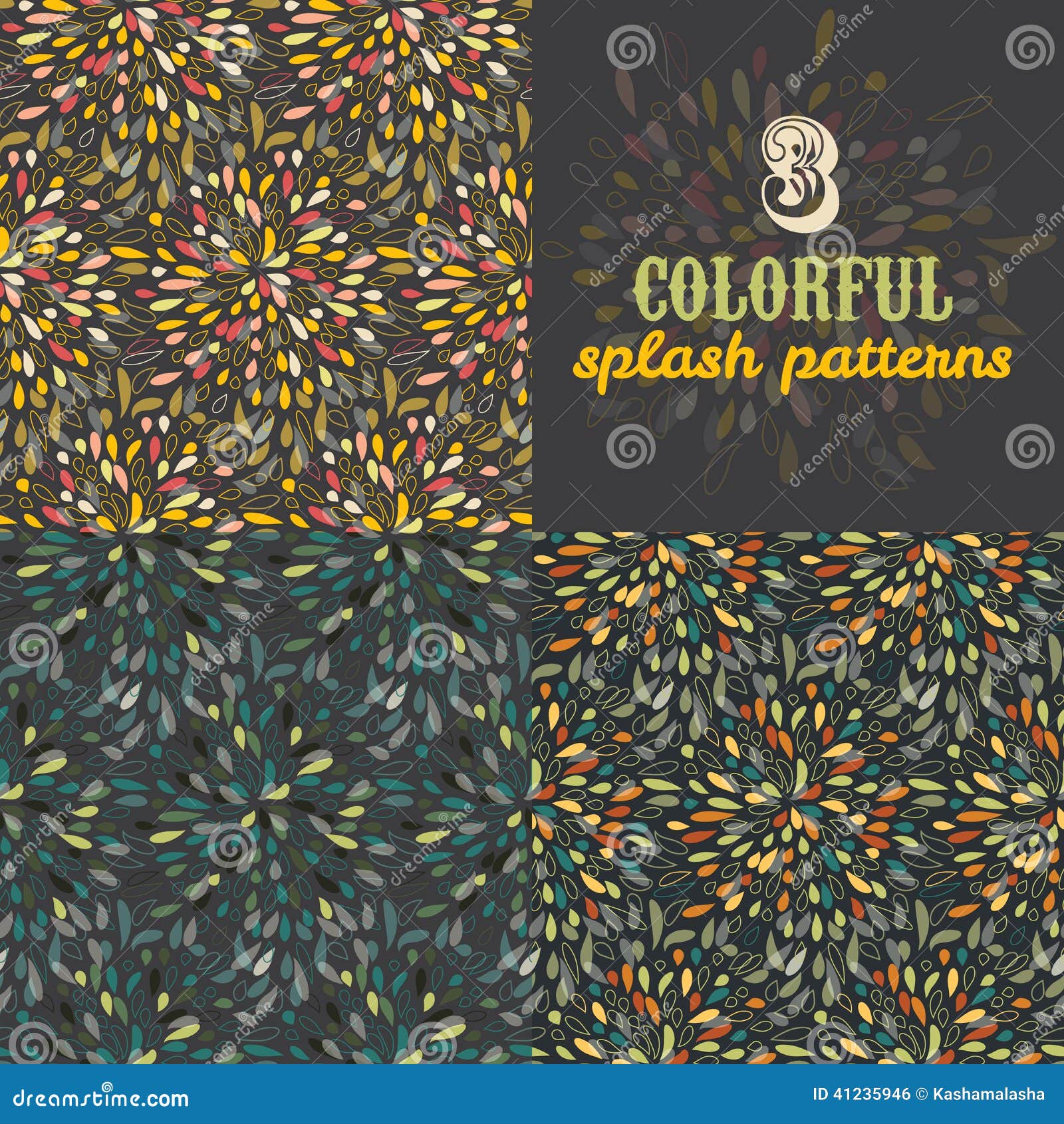 Set of Three Splatter Vector Patterns Stock Vector - Illustration of ...