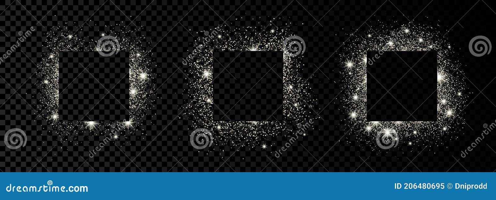 Set of Three Square Frames with Silver Glitter Stock Vector ...