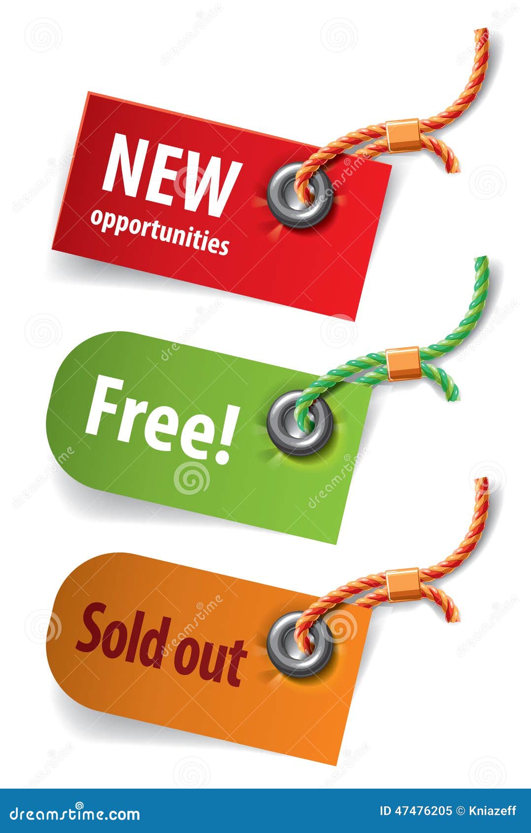 Set of Three Tags with Cords Stock Illustration - Illustration of ...