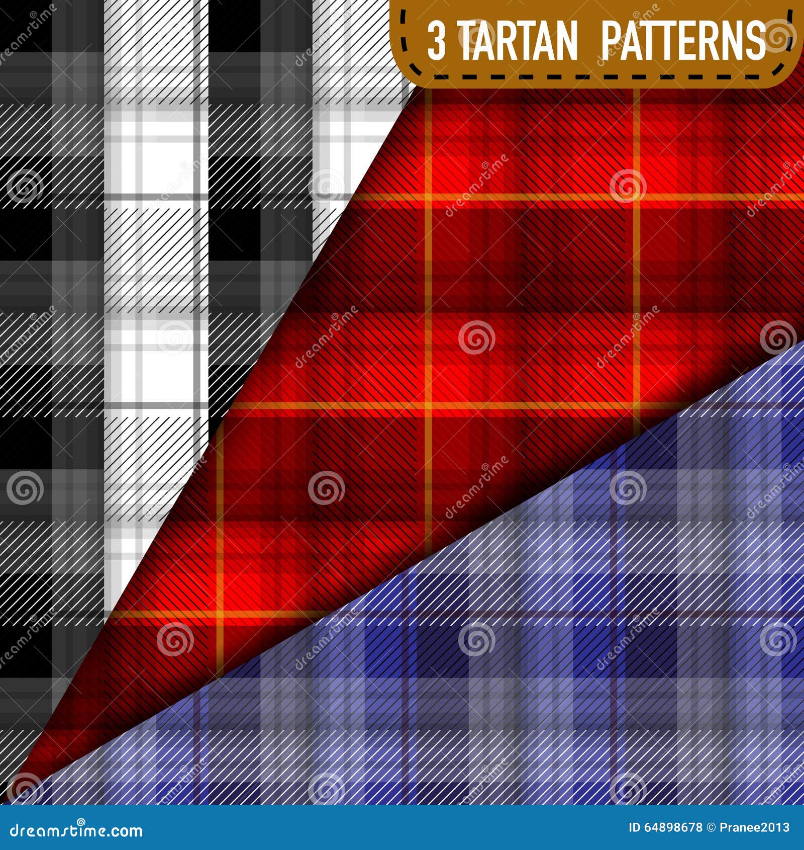 Set of Three Tartan Plaid Samples in Vector Stock Vector - Illustration ...