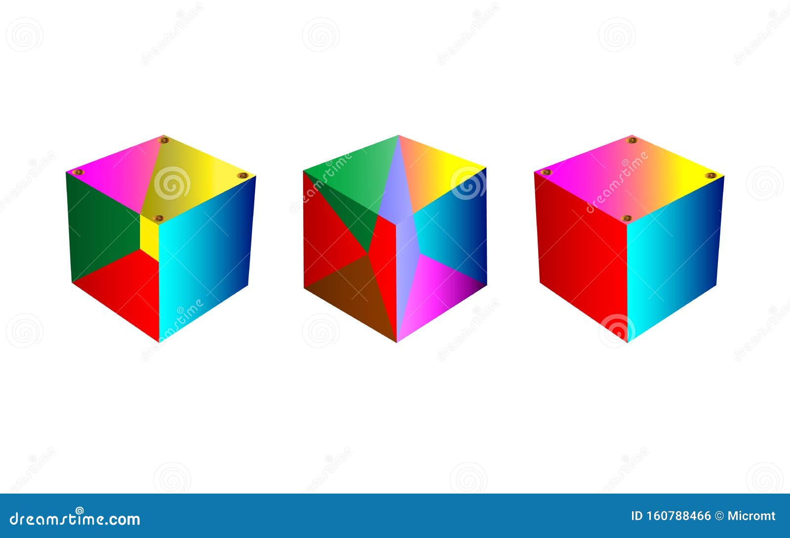 Set Three Templates Cubes Stereo Isometry Motley Mockup, Pattern ...