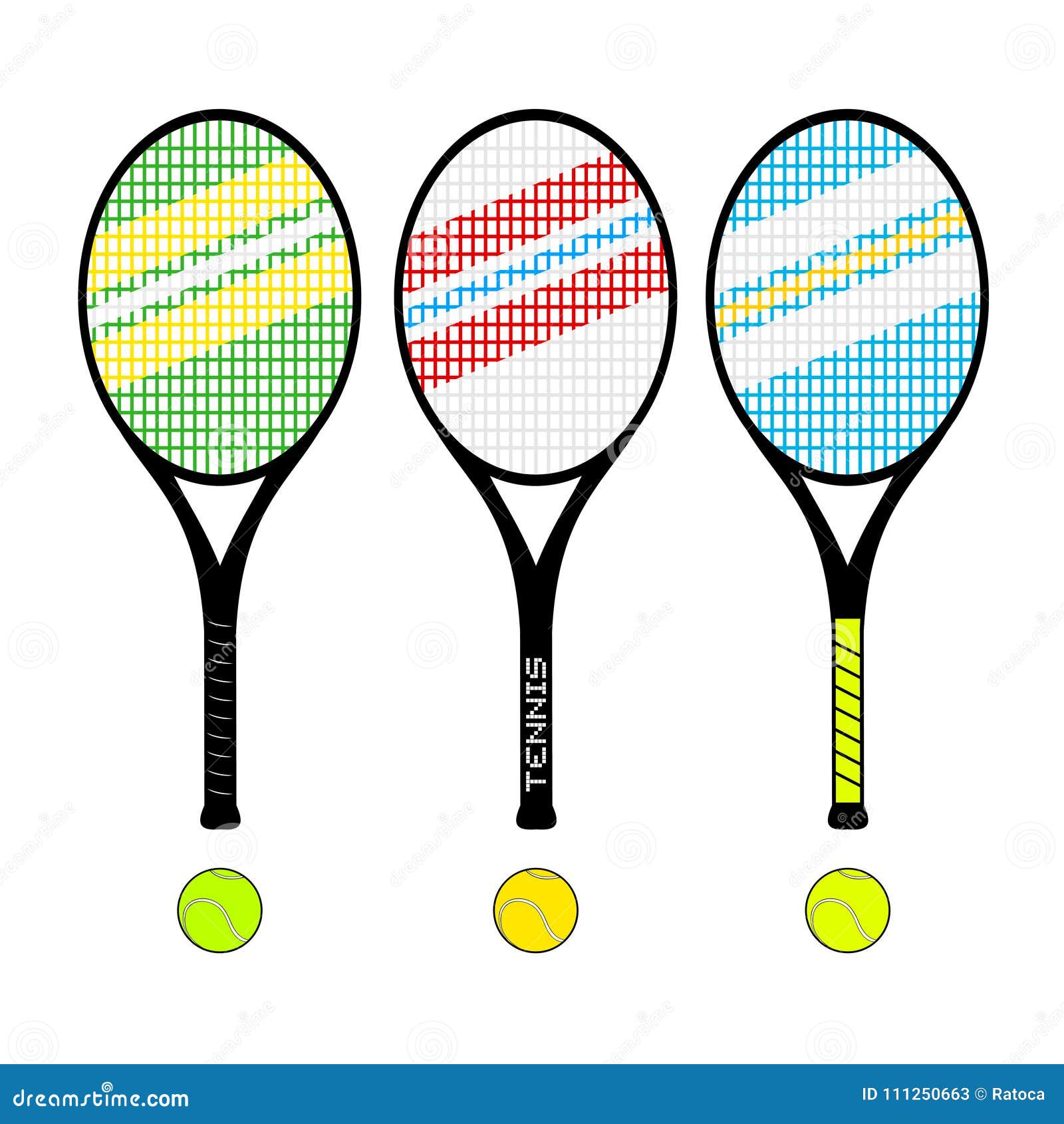 Set of Three Tennis Rackets Stock Vector - Illustration of professional ...