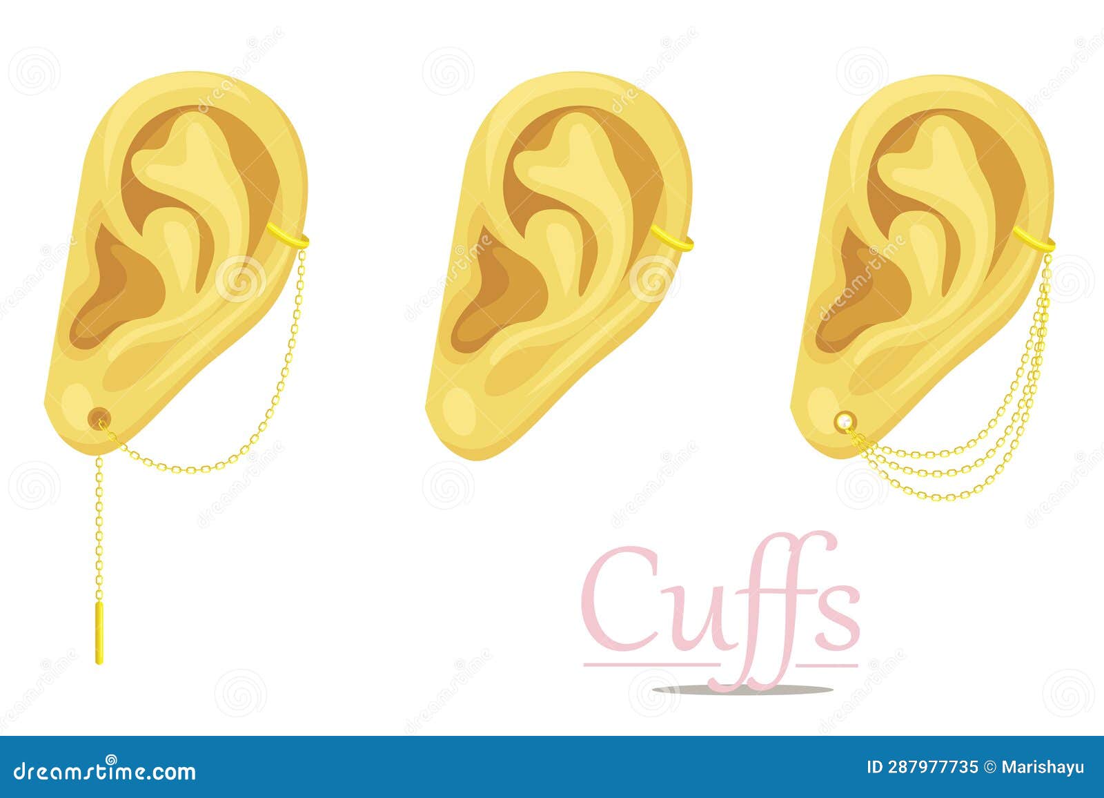 Set of Three Types of Cuff Earrings Stock Vector - Illustration of ...