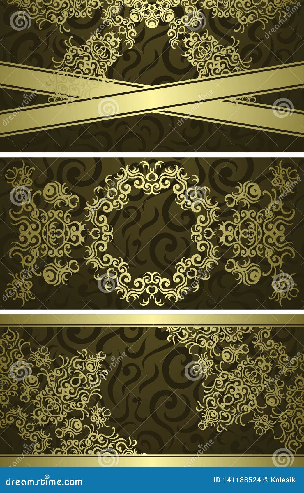 Set of Three Vector Cards with a Floral Elements Stock Vector ...