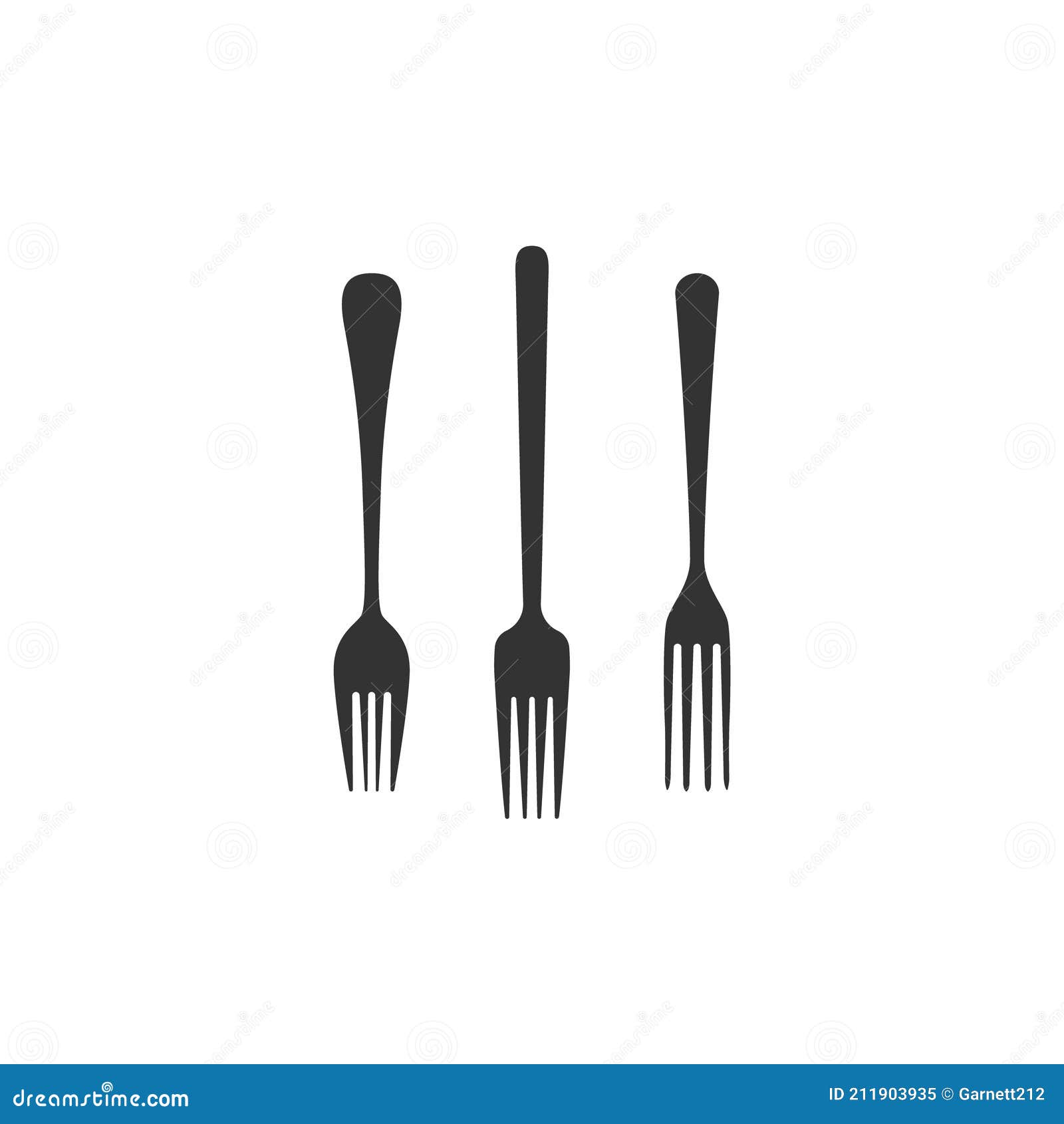 A Set of Three Vector Forks. a Flatware for Eating Stock Vector ...