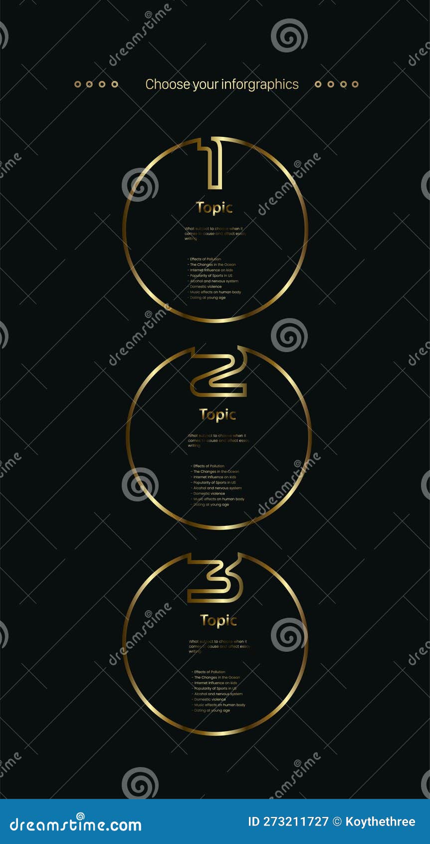 Set of Three Vector Golden, Premuim, Luxury Multipurpose Infographic ...