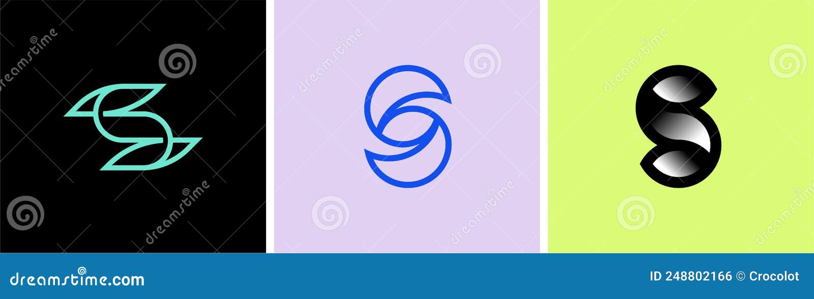 Set of Three Vector Logos. Linear Logo Monogram Letter S Stock Vector ...