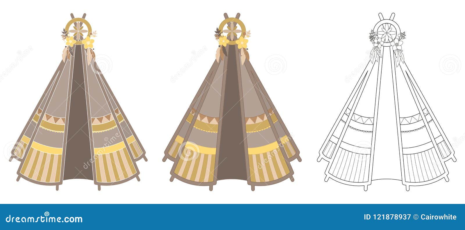 Set of Three Vector Teepees Stock Vector - Illustration of vintage ...