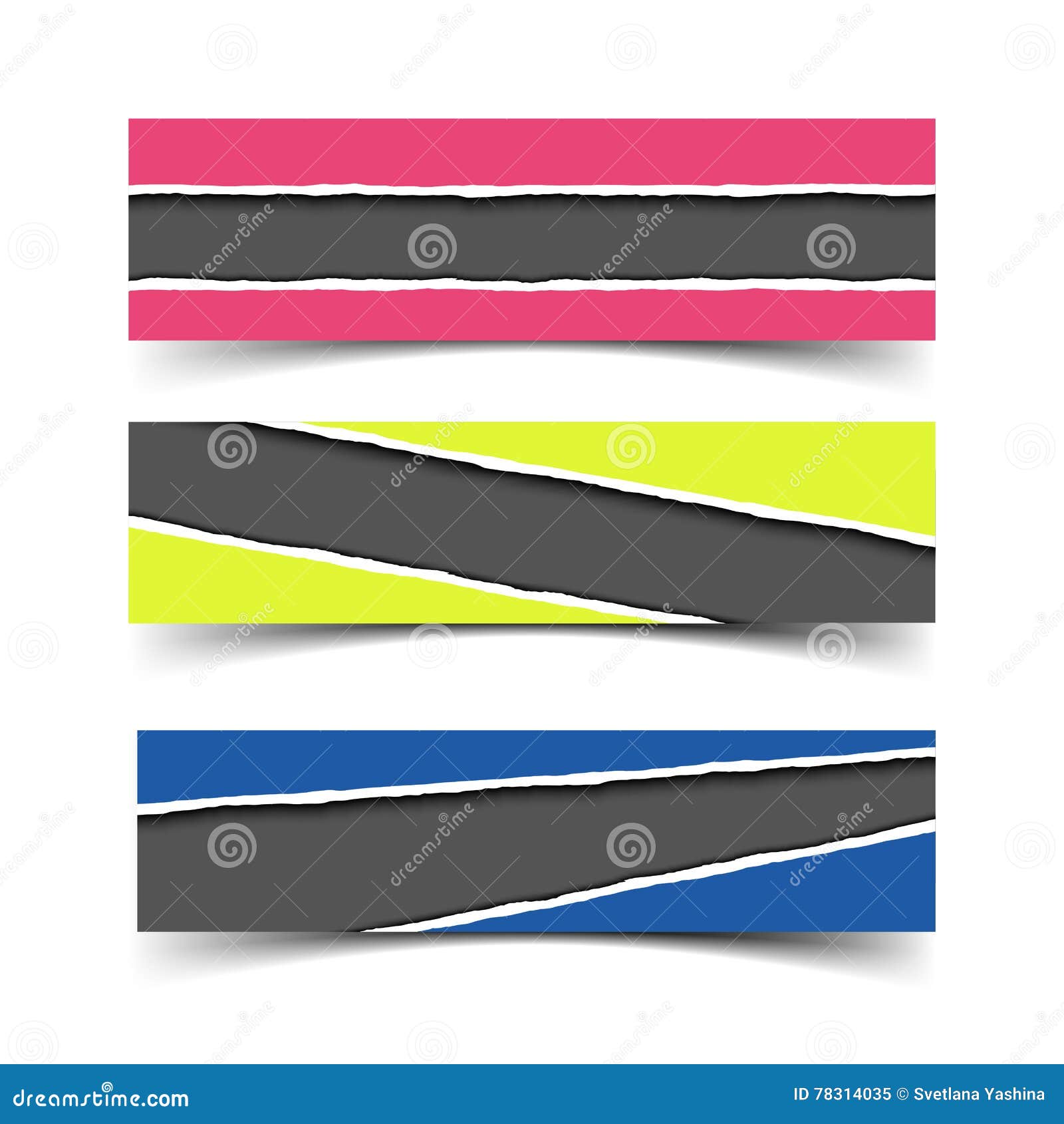 Set of Three Vector Torn Paper Banners Stock Vector - Illustration of ...