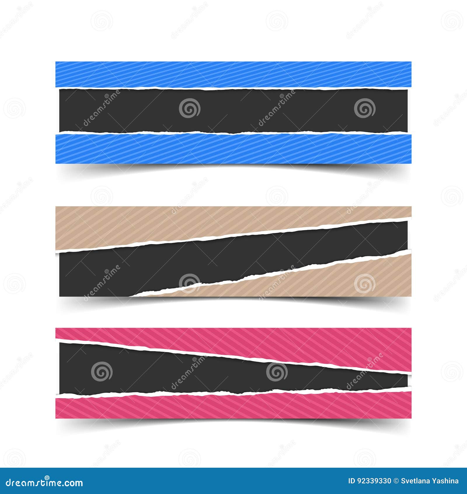 Set of Three Vector Torn Paper Banners Stock Vector - Illustration of ...
