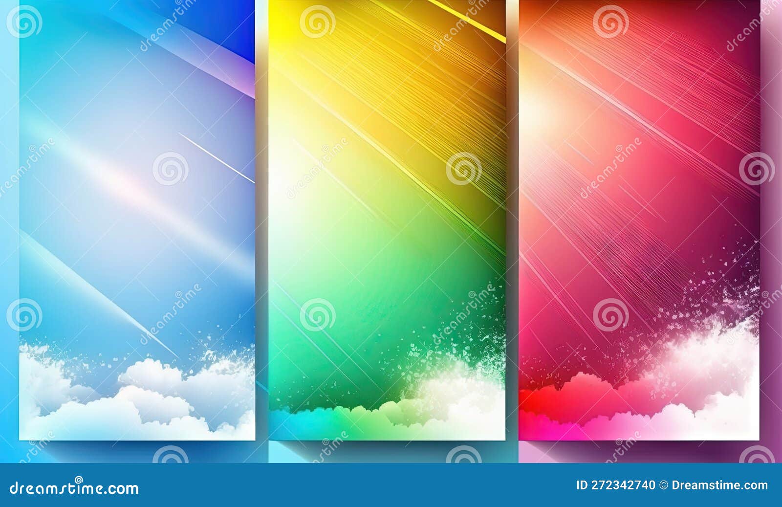 A Set of Three Vertical Banners with Clouds and Stars on Them Stock ...
