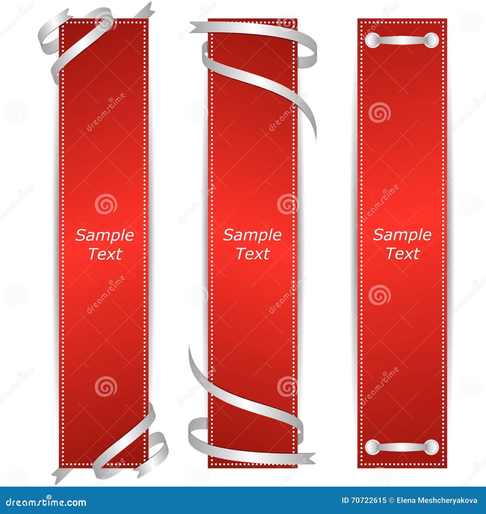 A Set of Three Vertical Banners Red Ribbons. Stock Vector ...