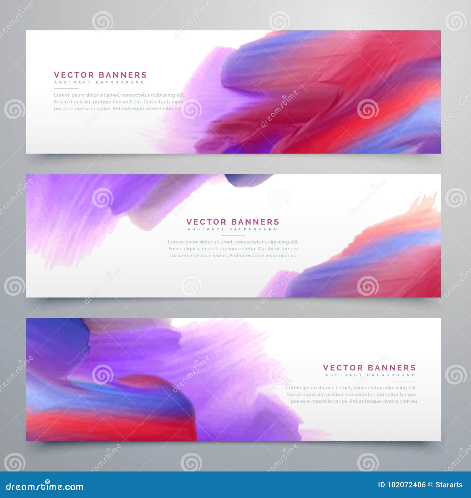 Set of Three Watercolor Paint Banners Stock Vector - Illustration of ...