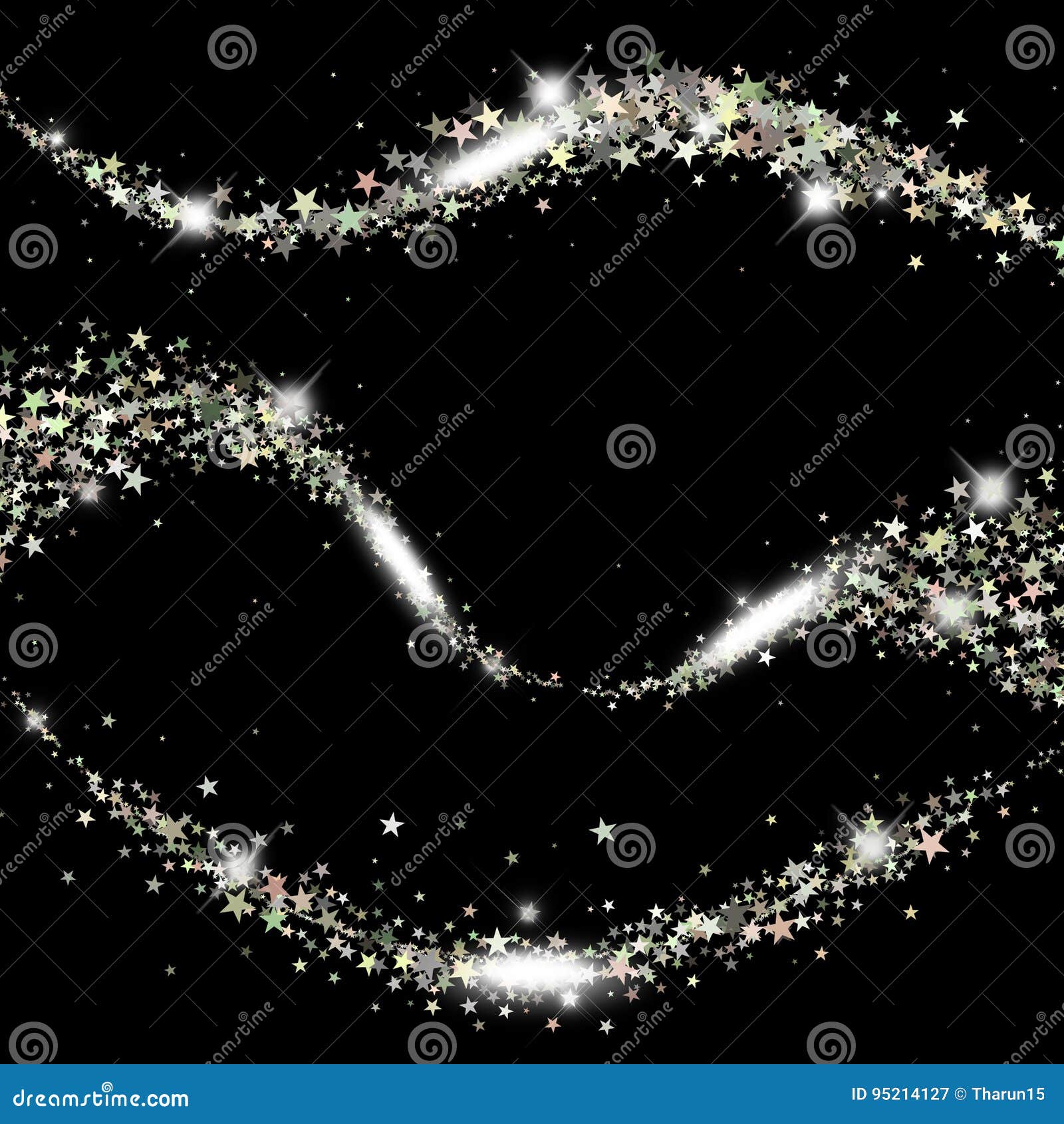 Set of Three Waves Designed with Silver Stars Stock Illustration ...