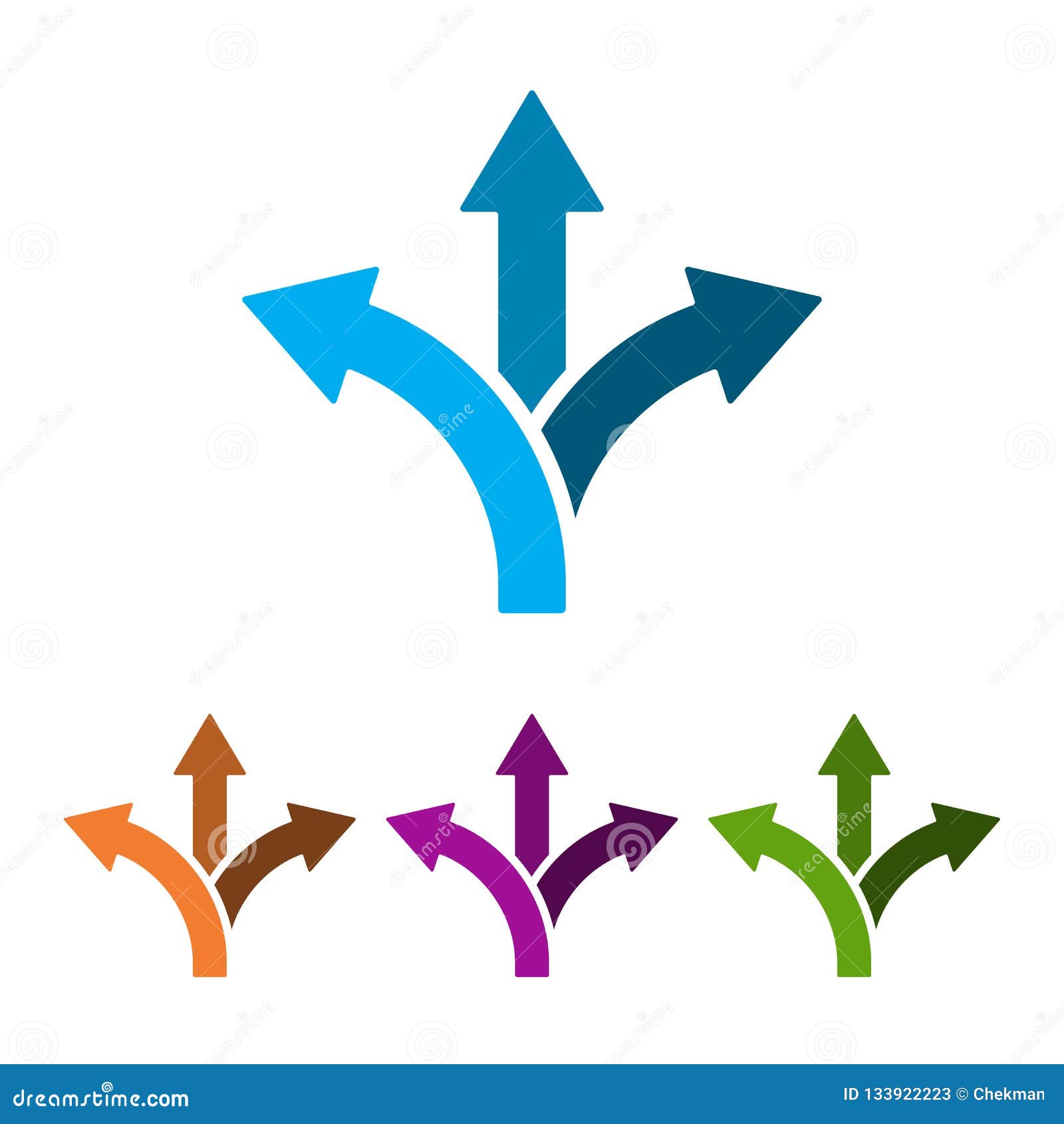 Set of Three-way Direction Arrows. Vector Illustration Stock ... Set of Three-way Direction Arrows. Vector Illustration Stock ...