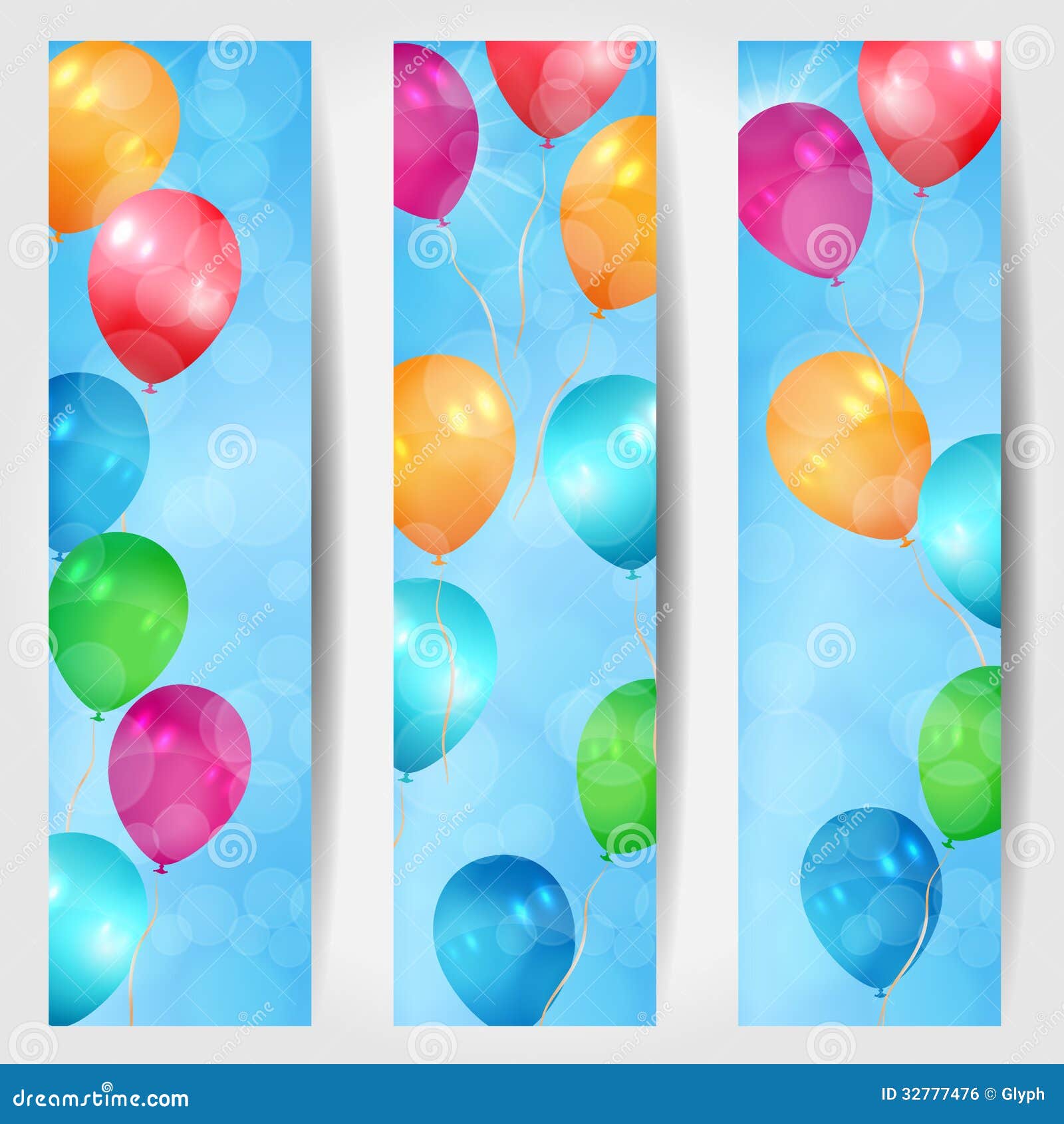 Set of Three Web Banners with Balloons Flying in T Stock Vector ...