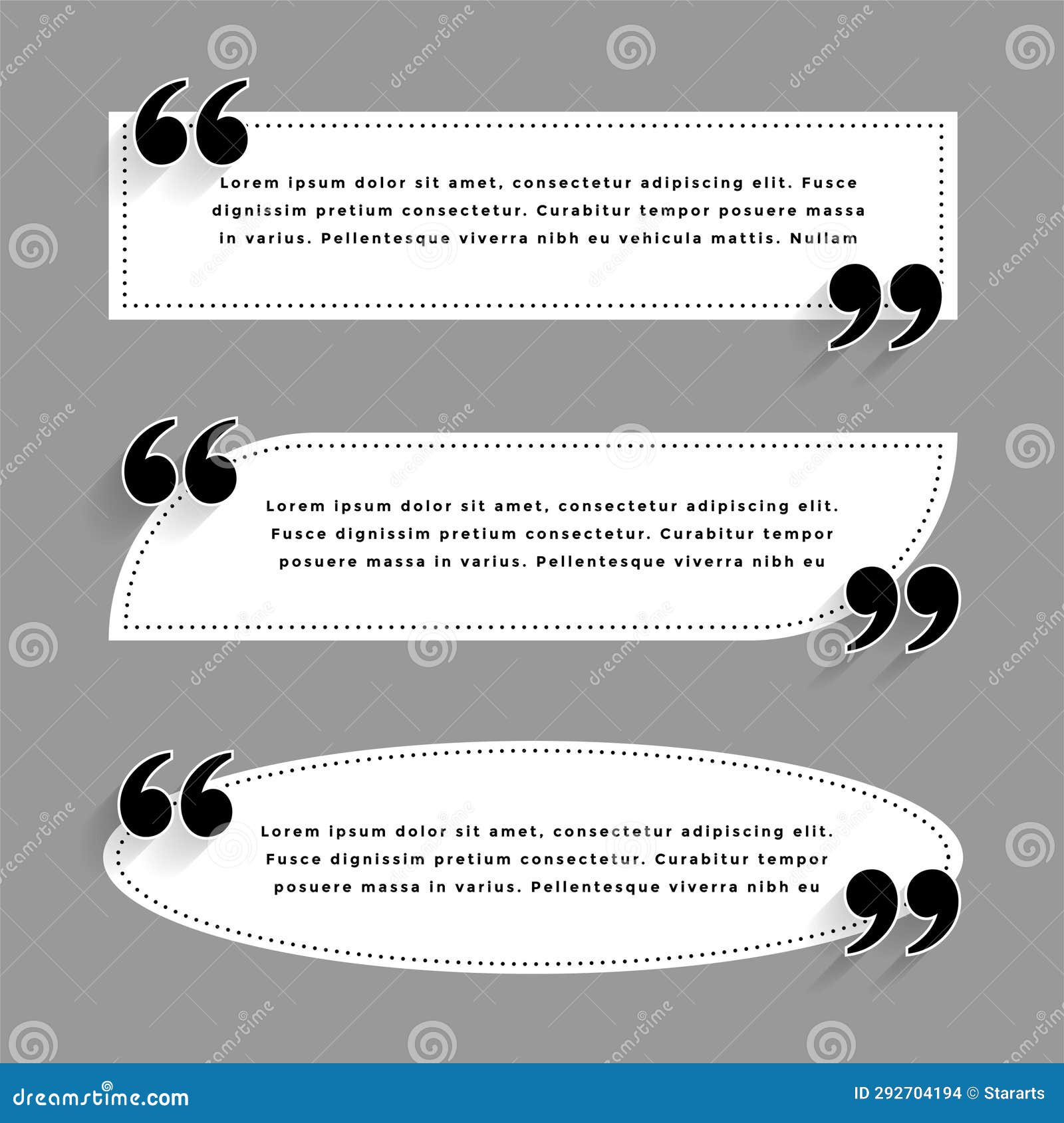 Set of Three Web Dialog Quotation Mark Template Design Stock ...
