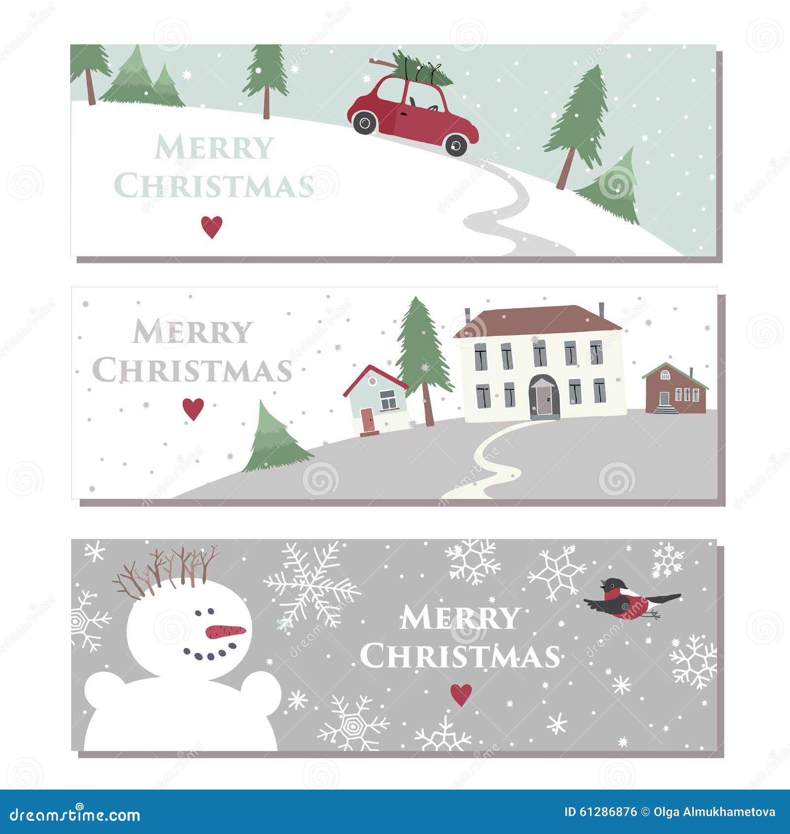 Set of Three Website Horizontal Winter Banners Stock Vector ...
