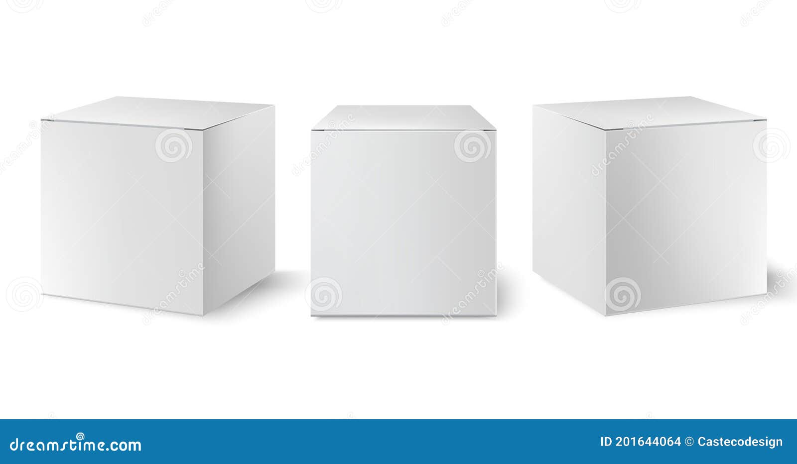 Set of Three White Boxes Positioned at Different Angles. Realistic ...