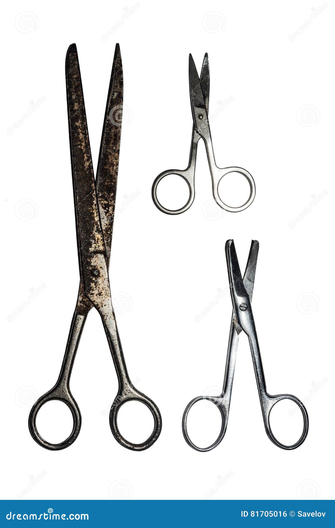 Set of Three Wide Open Old Shears Stock Photo - Image of clip, shears ...