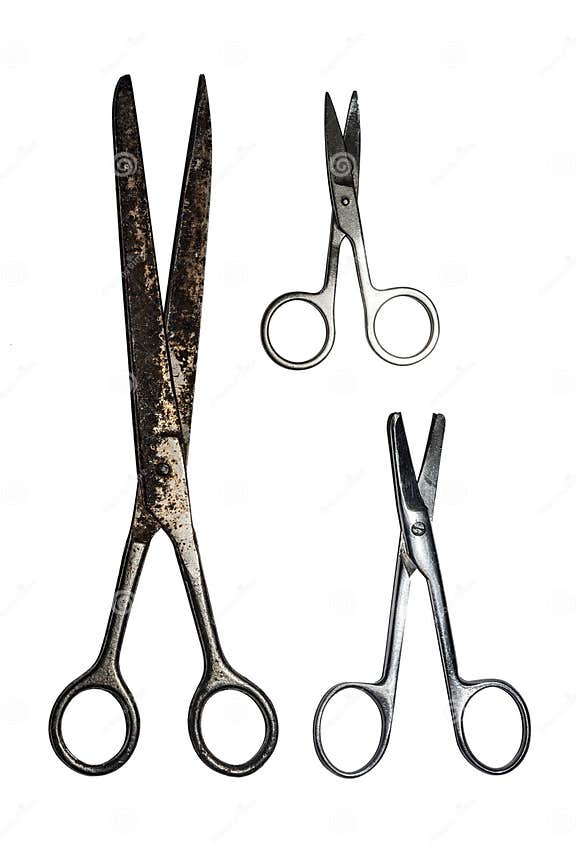 Set of Three Wide Open Old Shears Stock Photo - Image of clip, shears ...