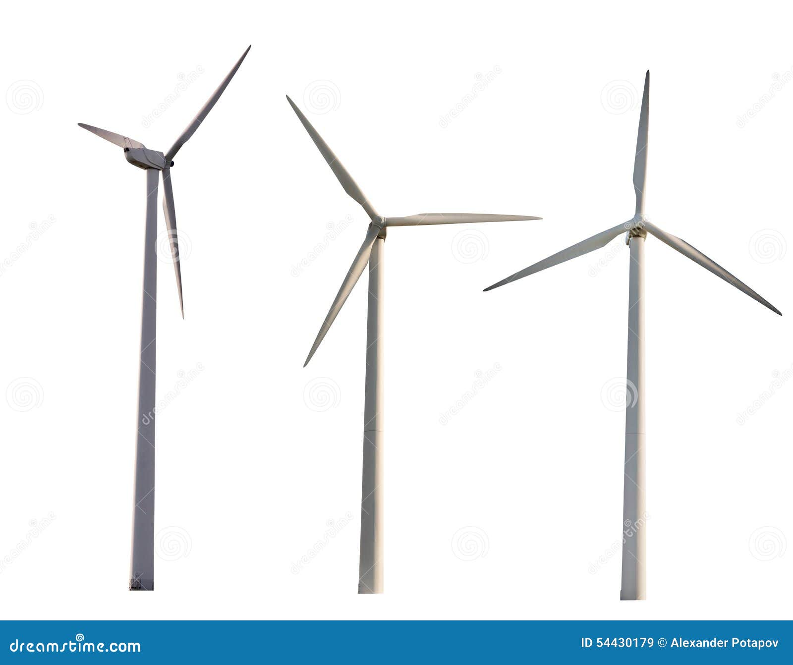 Set of Three Wind Power Generators Isolated on White Stock Image ...