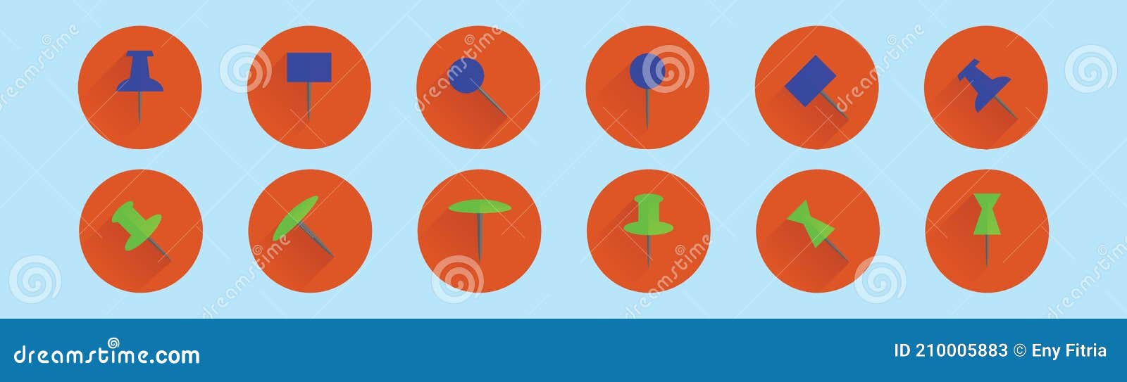 Set of Thumb Tacks Cartoon Icon Design Template with Various Models ...