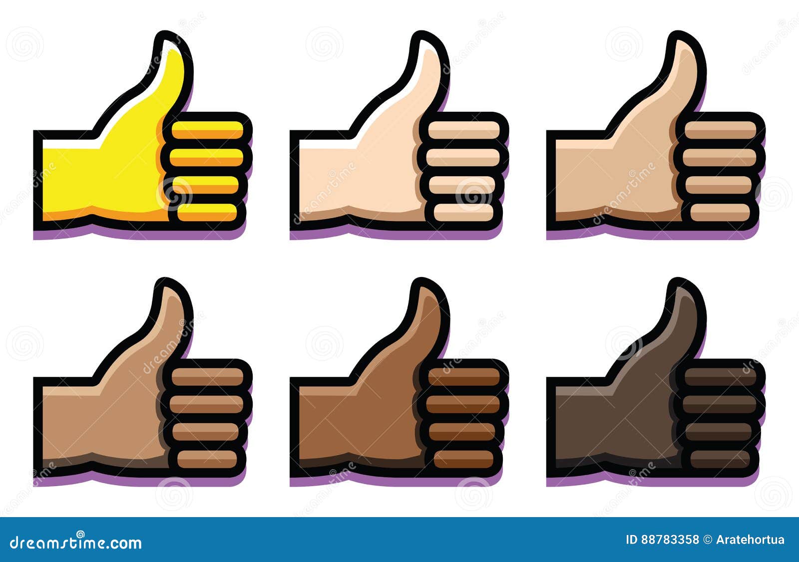 Set of Thumbs Up Isolated on White Background Stock Illustration ...