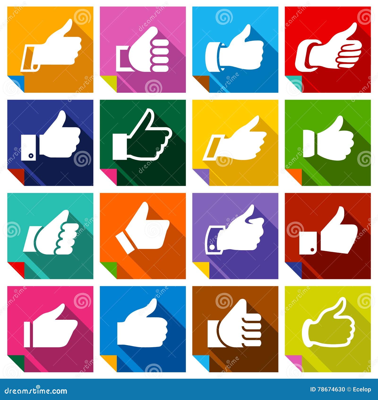 Set of 16 Thumbs up stock vector. Illustration of communication - 78674630