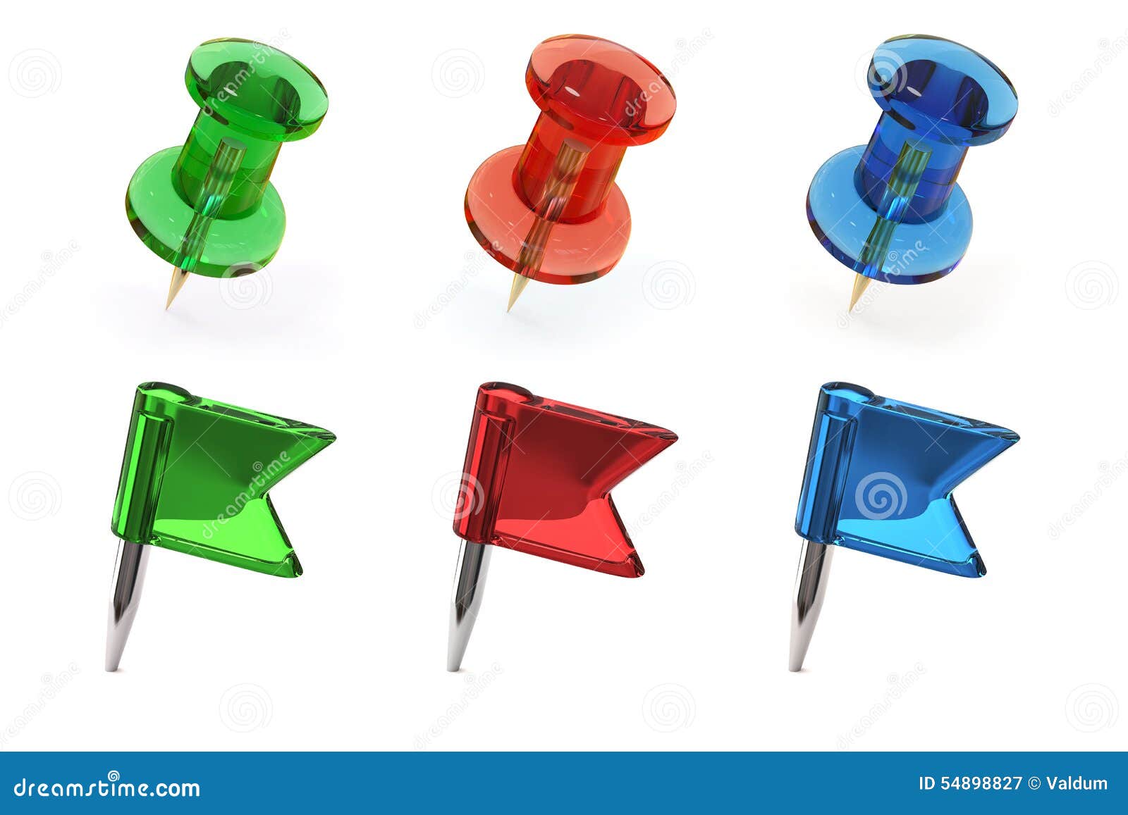 Set of Thumbtacks and Flag Pins Stock Illustration - Illustration of ...
